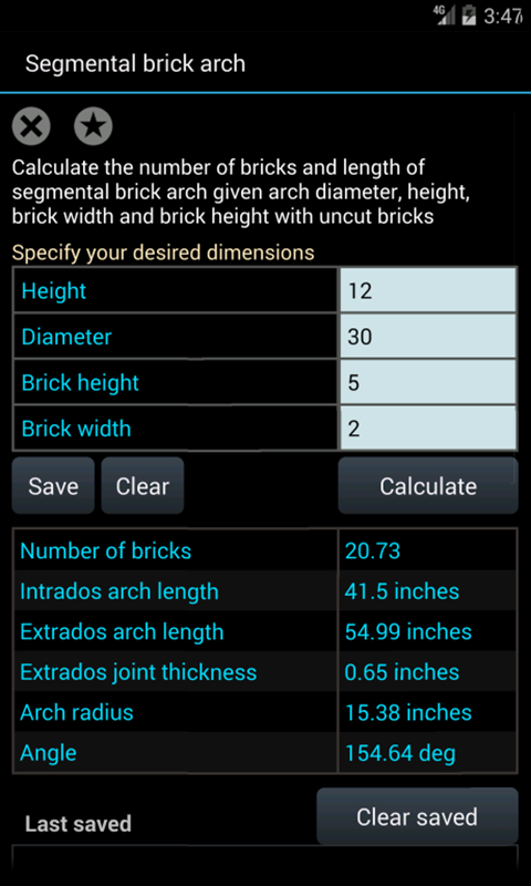 Brick Arch Calculator - App on Amazon Appstore