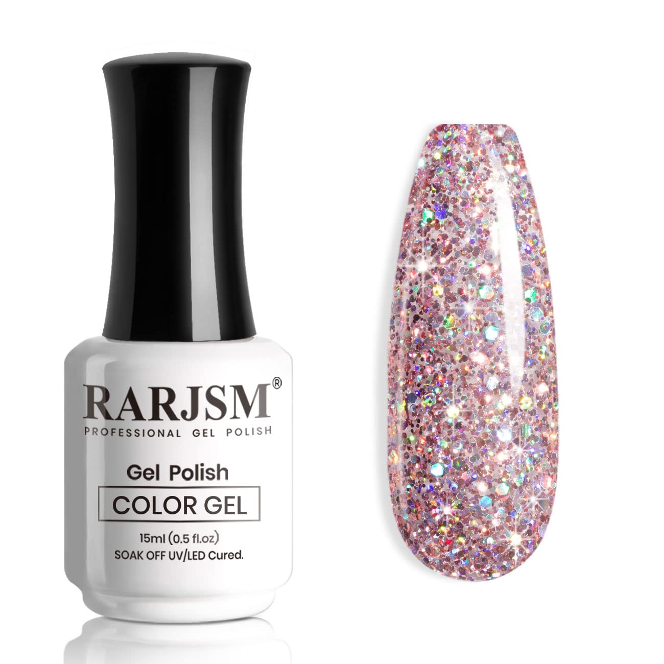 Amazon.com: RARJSM Glitter Gel Nail Polish Light Pink Sparkly ...