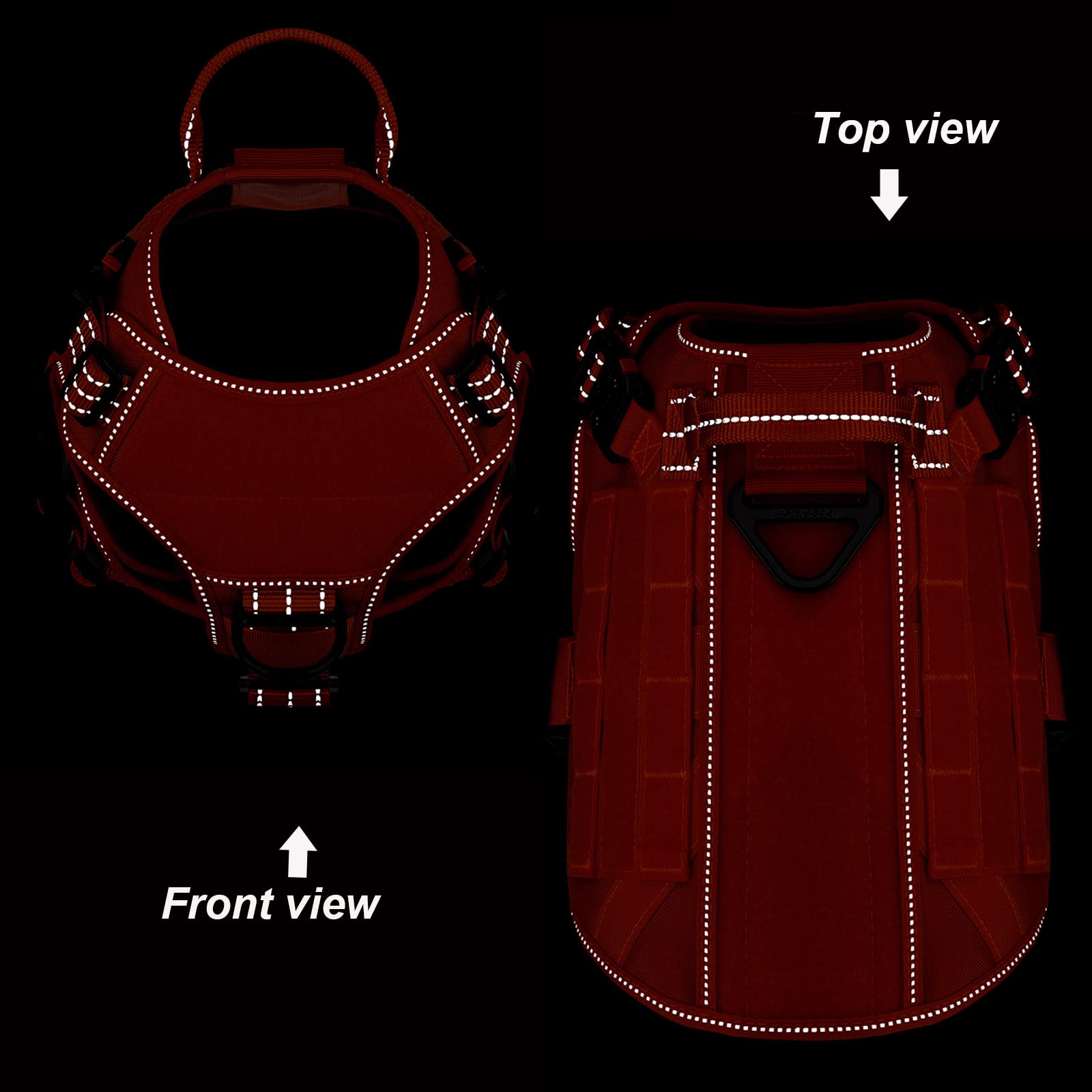 ICEFANG Tactical Dog Harness ,2X Metal Buckle,Working Dog MOLLE Vest ...