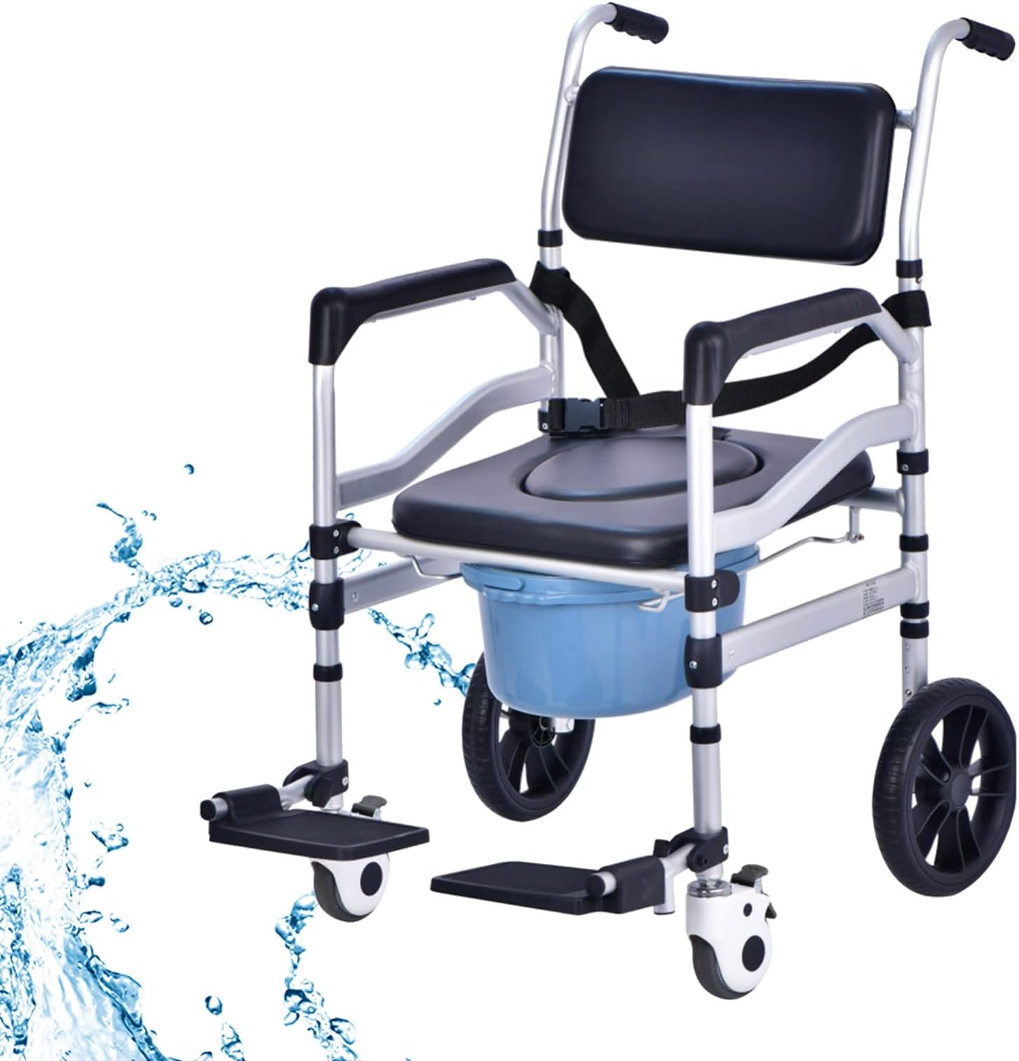 Amazon.com: Rolling Shower Chair with Wheels Waterproof Wheelchair ...