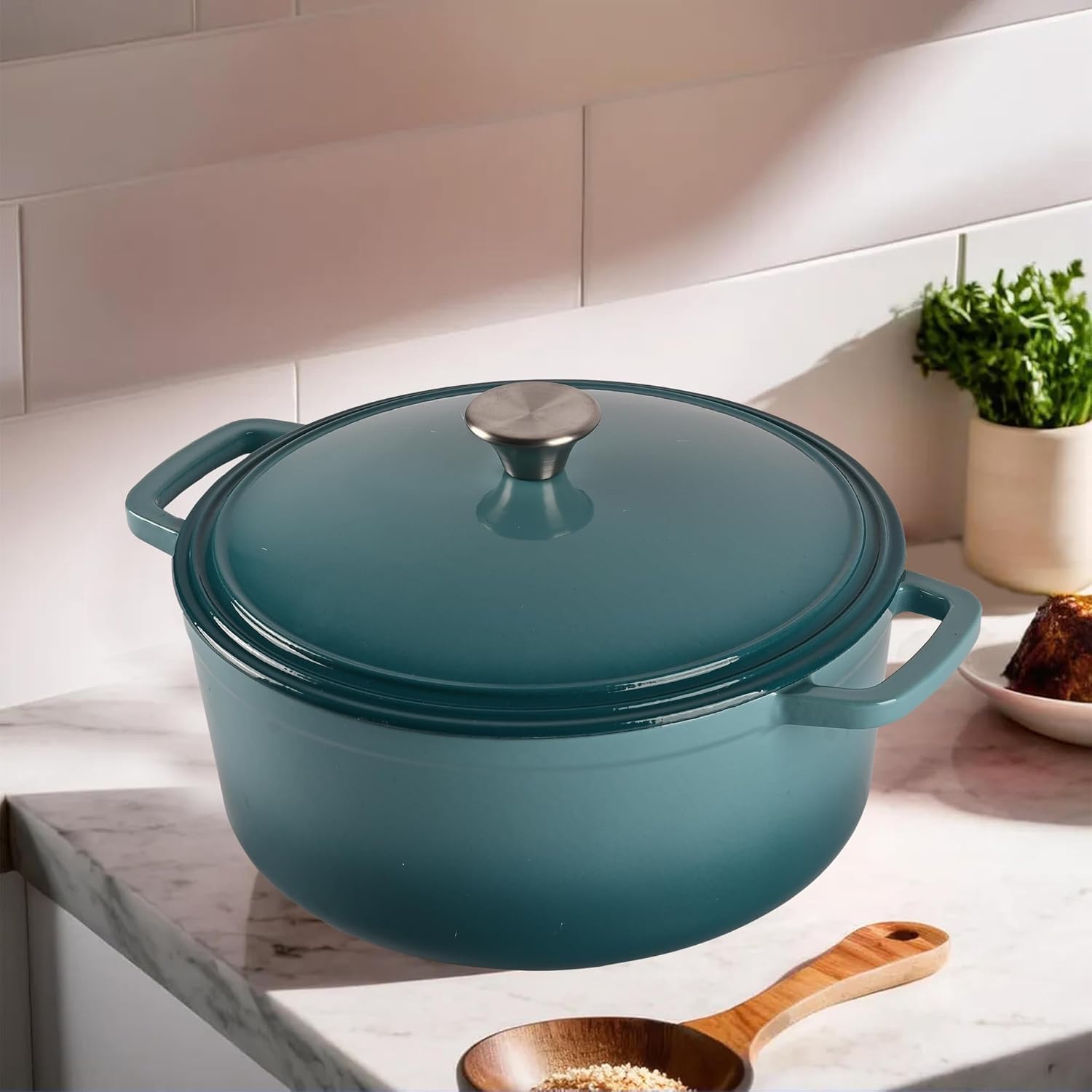 Buy Amazon Basics Enameled Heavy Duty Cast Iron Dutch Oven / Cooking ...