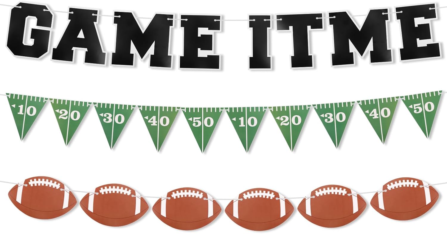 Amazon.com: 3pcs Match Time Football Banners, Game Time Football Party ...