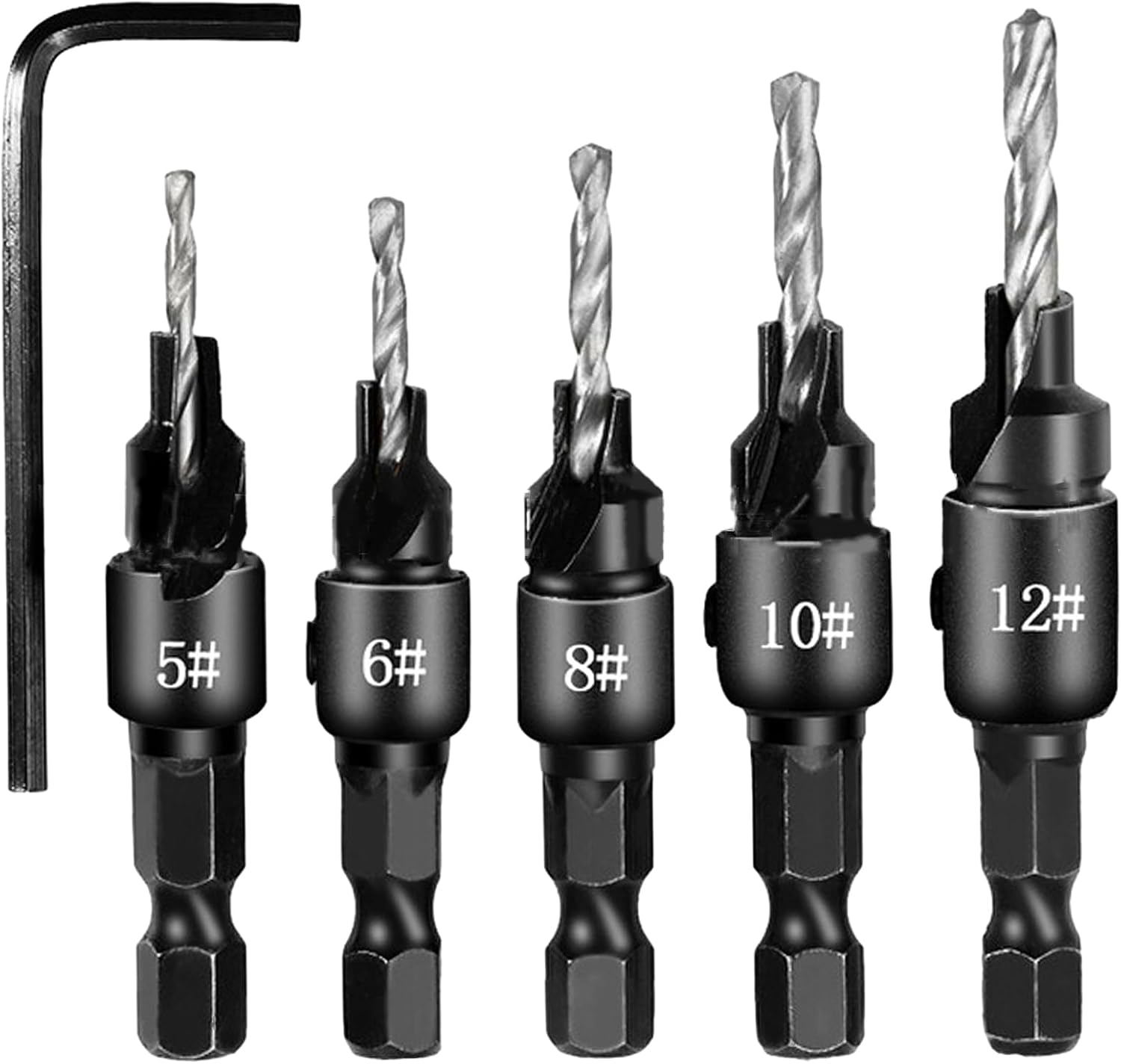 POHOVE Countersink Set,6-Piece Set,Drill Countersink,Countersink Drill ...