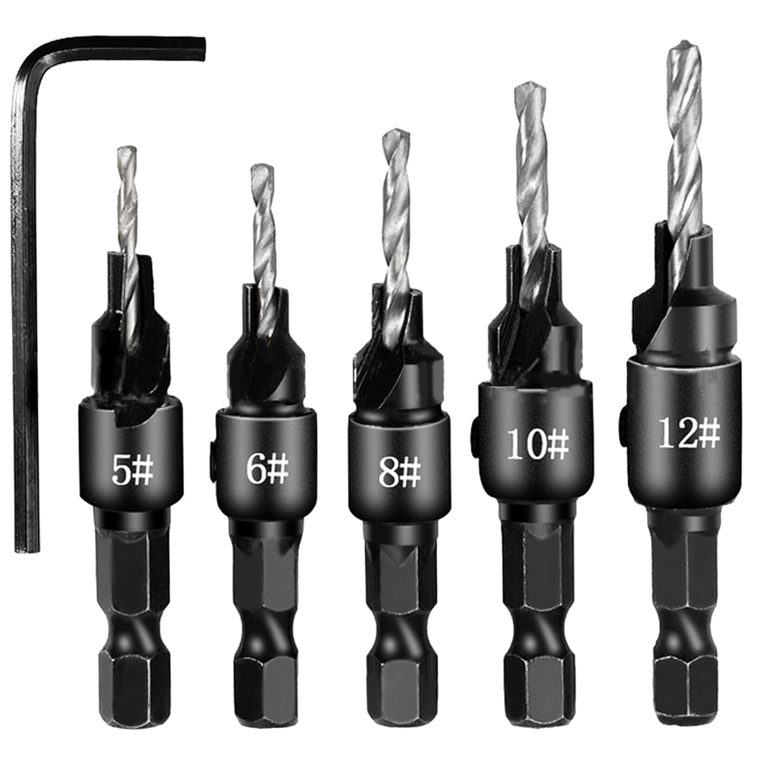 Countersink Set,6-Piece Set,Drill Countersink,Countersink Drill Bit Set ...