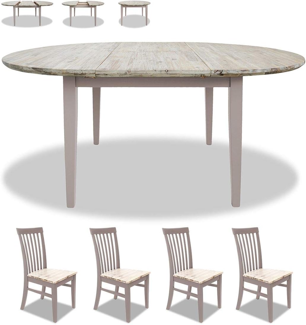 Florence Extending Dining Table and 4 Chairs Set | Truffle Wooden Round ...