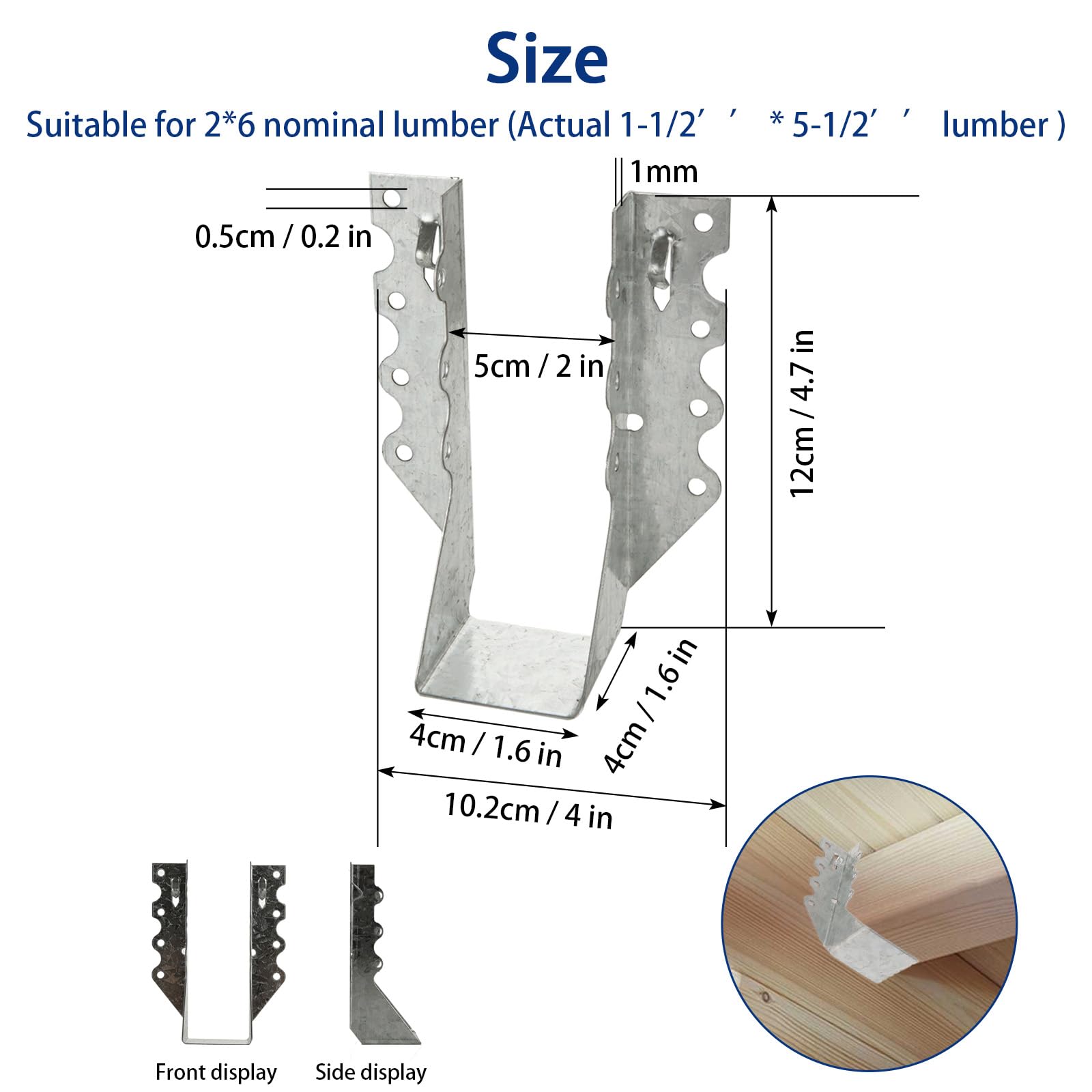 Snapklik.com : 25PCS 2x6 Joist Hanger, 20 Gauge Galvanizing Face Mount ...