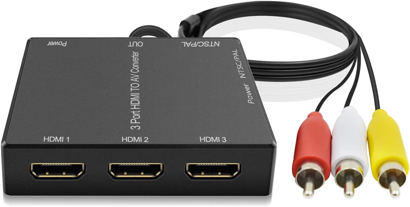 Amazon.com: Dingsun 3 Port HDMI to RCA Converter HDMI to Older TV AV ...