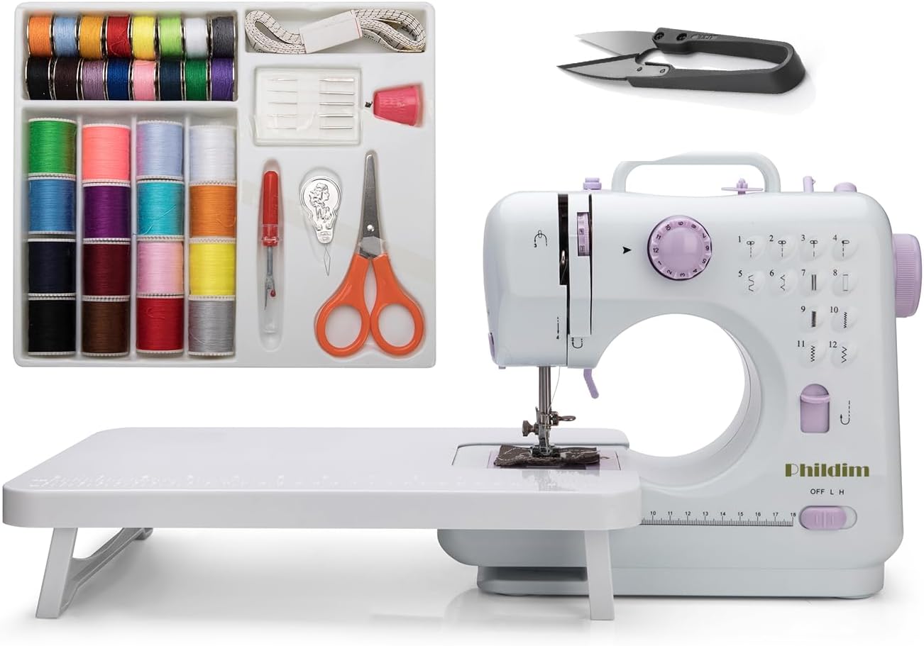 Amazon.com: Mini Sewing Machine by Phildim (Including Extension Table ...