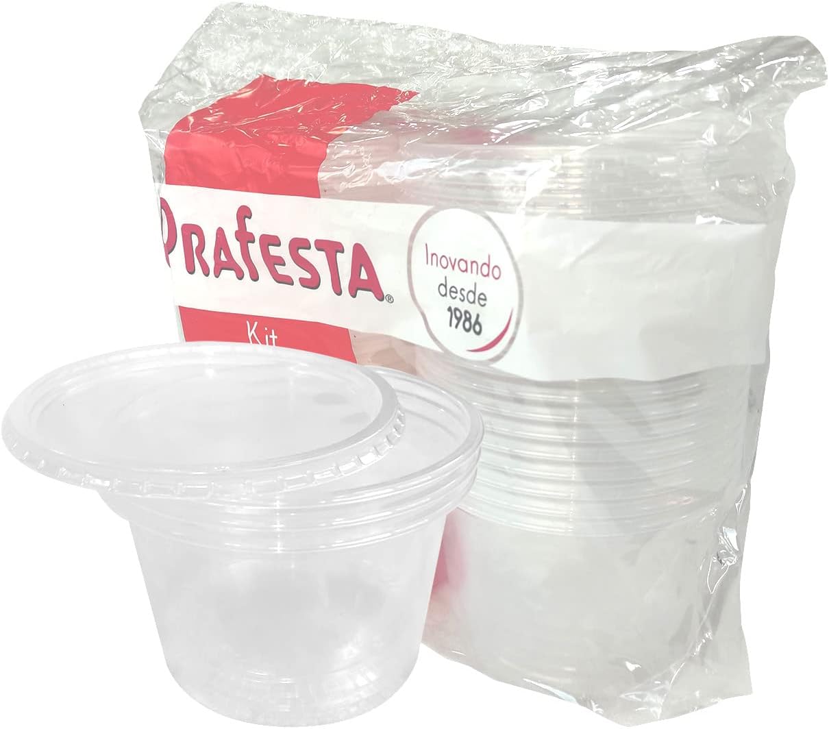 Pote Descartável, Prafesta, 1000 ml, Redondo, Com Tampa, Pacote com 24 Unidades | Amazon.com.br