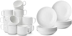 Amazon.com | BTaT- Stackable Coffee Mugs, White, 12 Pack, 12 Oz and ...