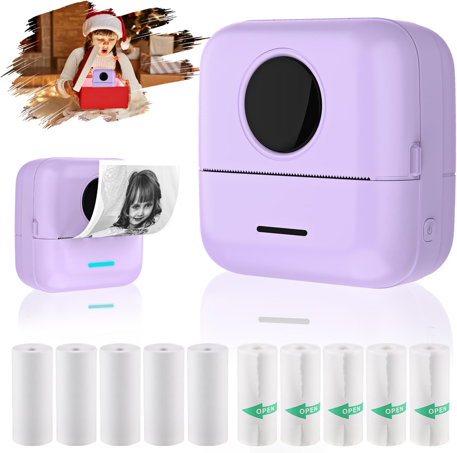 QYCHHJ Mini Pocket PrinterMini Pocket Printer Portable Thermal Photo ...