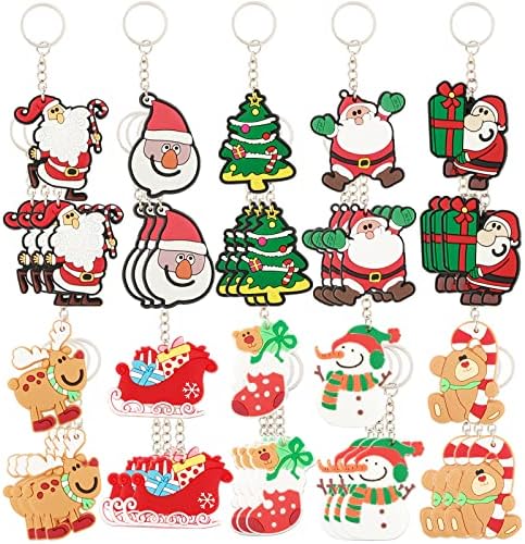 KAHEIGN 36Pcs 3D Christmas Keychains, 6 Styles Cartoon Christmas ...