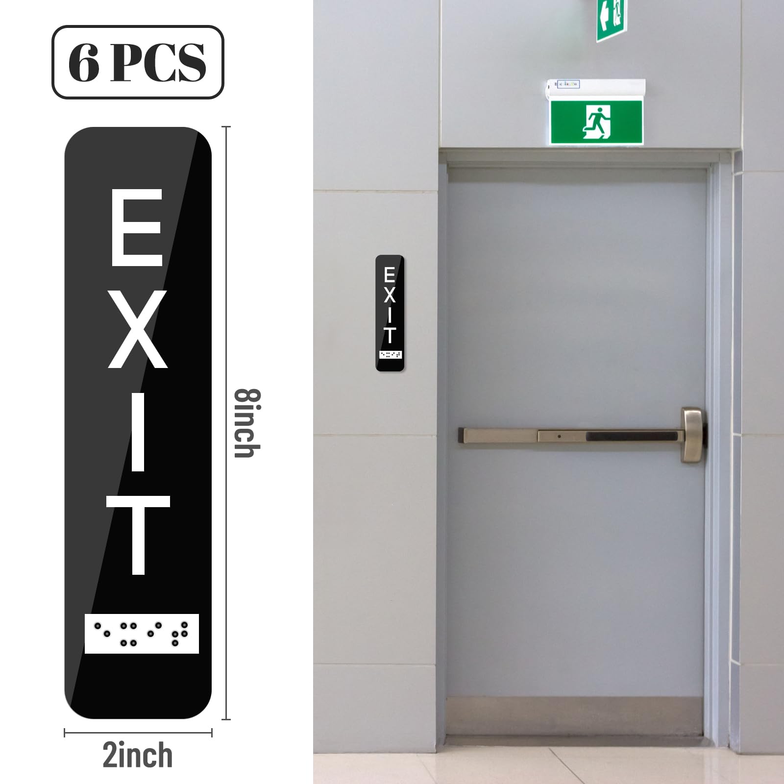 ADA Compliant Exit Signs 10-Pack Vertical Exit Signs With Braille - 8x2 ...