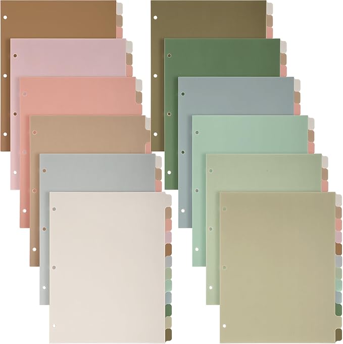 Amazon.com : Honoson 12 Sets 12 Tab Binder Dividers for 3 Ring Binders ...