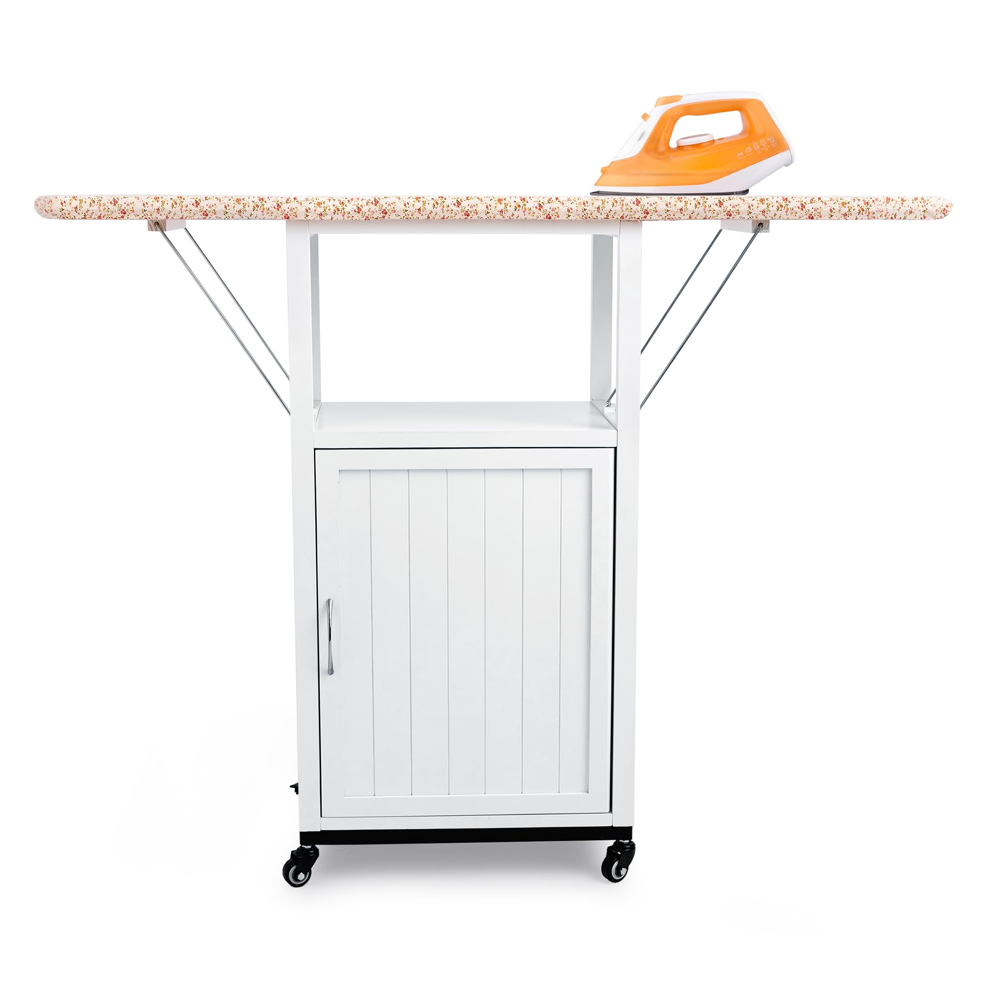 Amazon.com: Rolling Ironing Board with Storage Cabinet, Folding Ironing ...