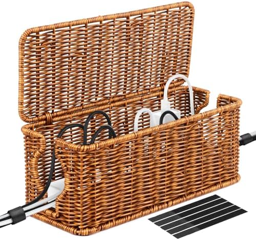 Amazon.com: UOMTFAI Cable Organzier Box, Handwoven Imitation Rattan ...