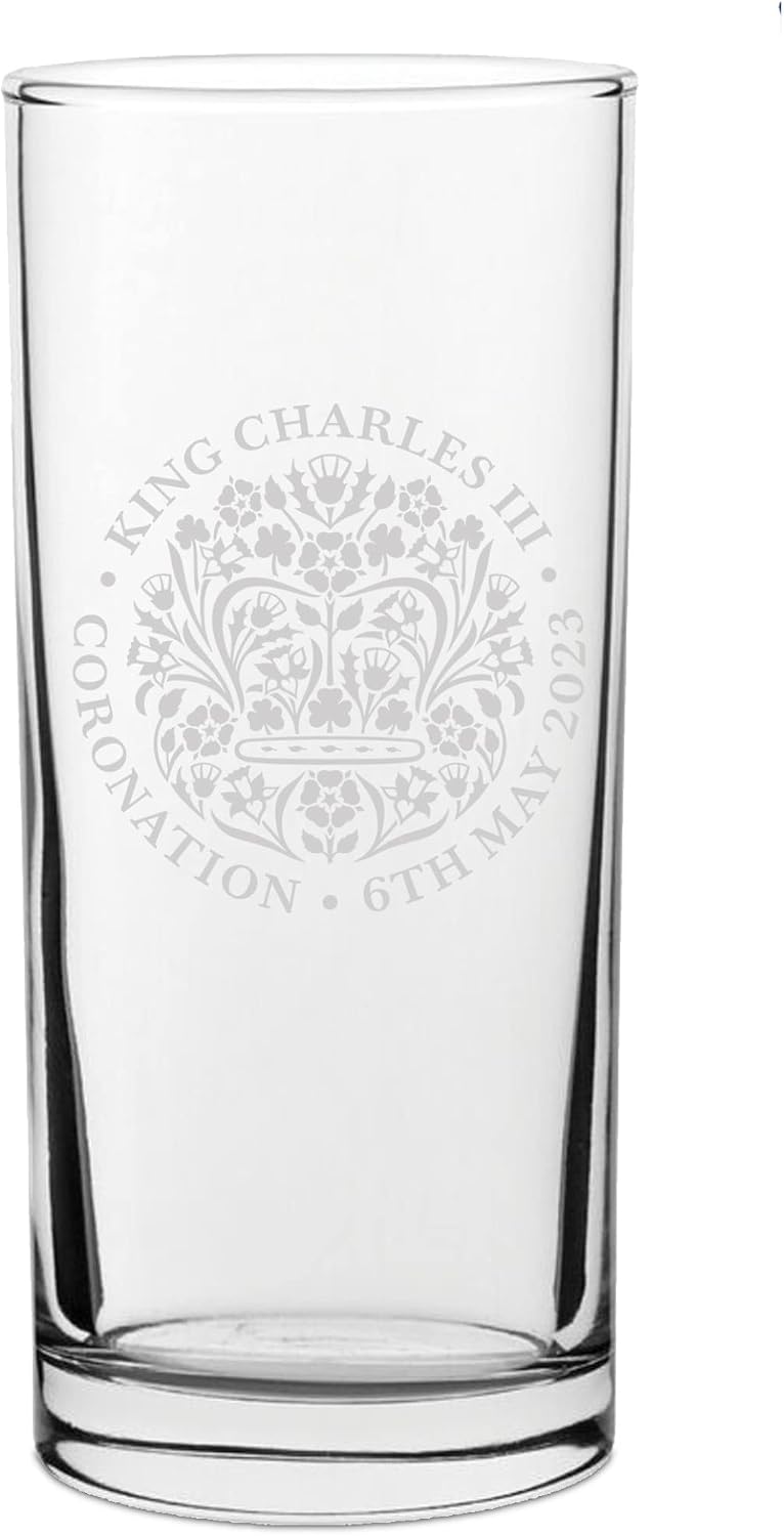 Kings Coronation Glass. Engraved Commemorative Hiball Tumbler : Amazon ...