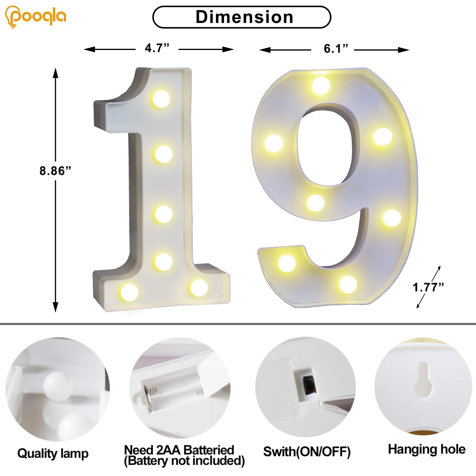 Snapklik.com : Pooqla Decorative Led Light Up Number Letters, White ...