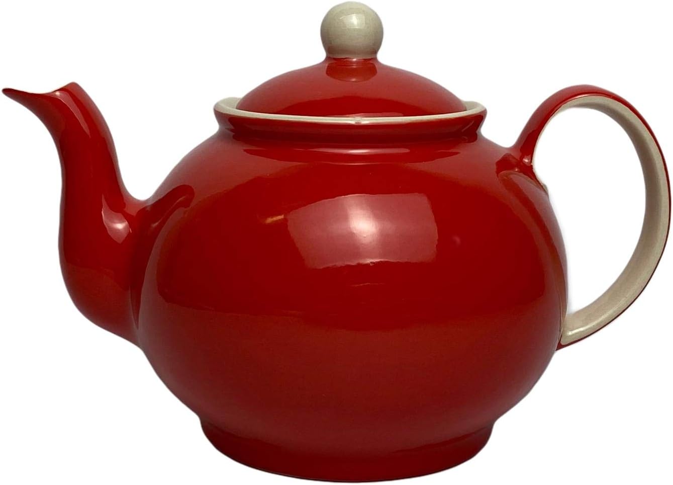 Windhorse Red Cameo Teapot Large Red teapot with Cream Highlights 4 Cup ...