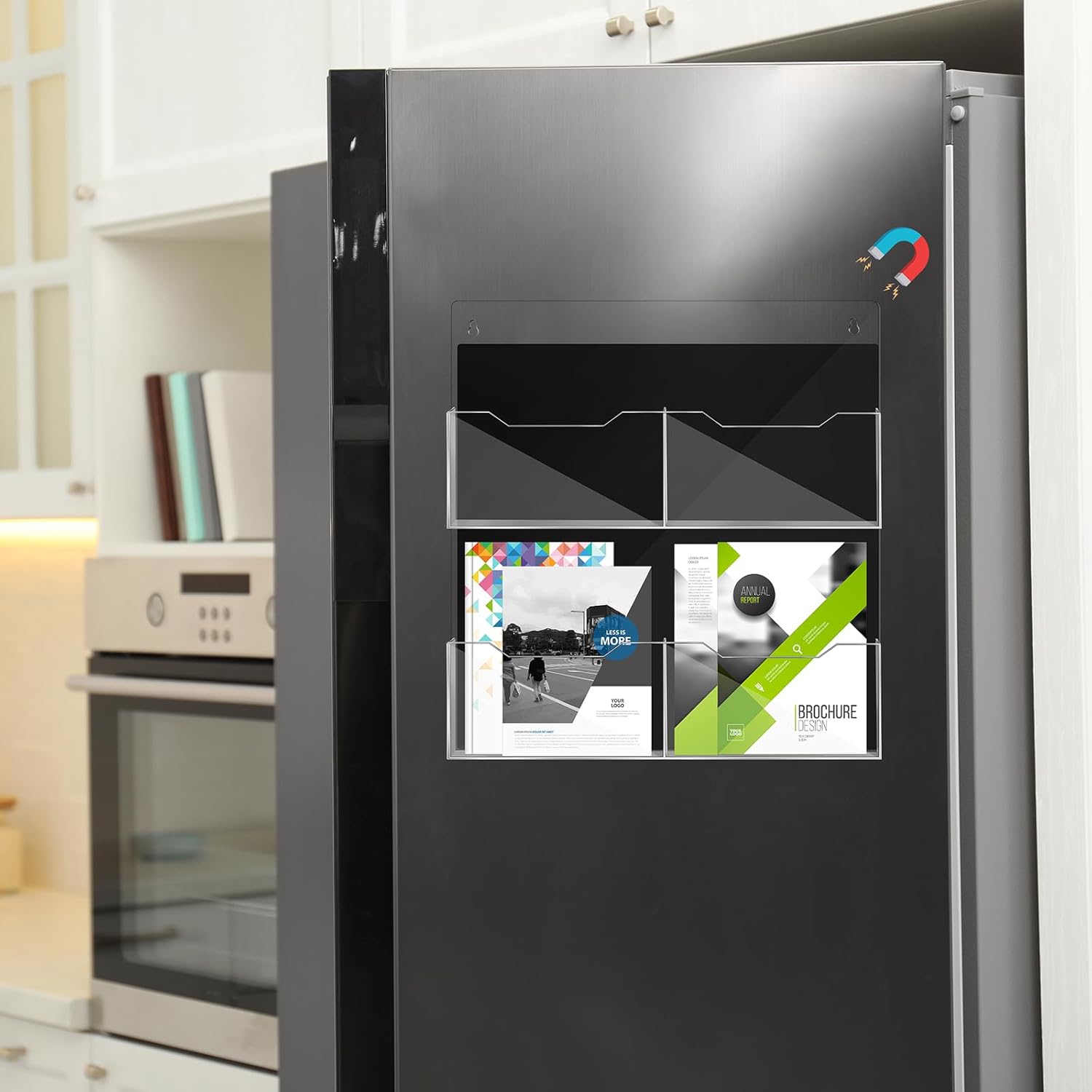 Amazon.com : Barydat 4 Pocket Acrylic Magnetic File Holder Magnetic ...