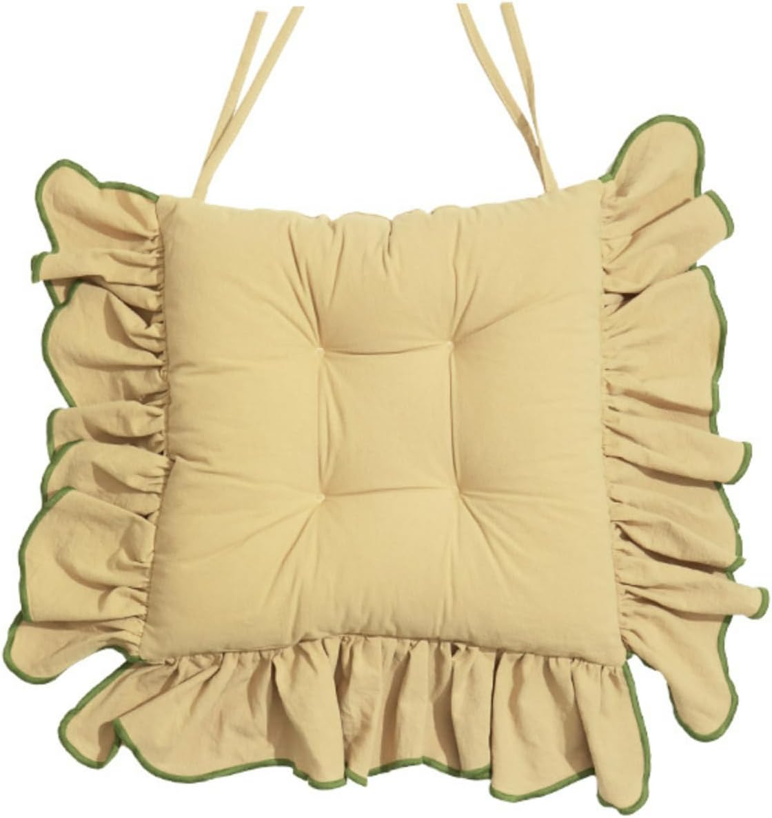 Amazon.com: 4 Pack Ruffled Chair Pads for Dining Chairs, Cotton Fabric ...