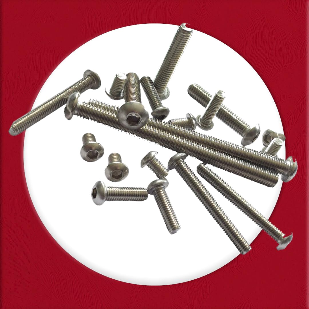 M3 x 20mm Hex Socket Button Machine Bolt Fully Threaded Made of A2 ...