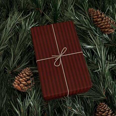 Amazon.com: Steinala Burgundy Stripe Wrapping Paper Elegant Deep Red ...