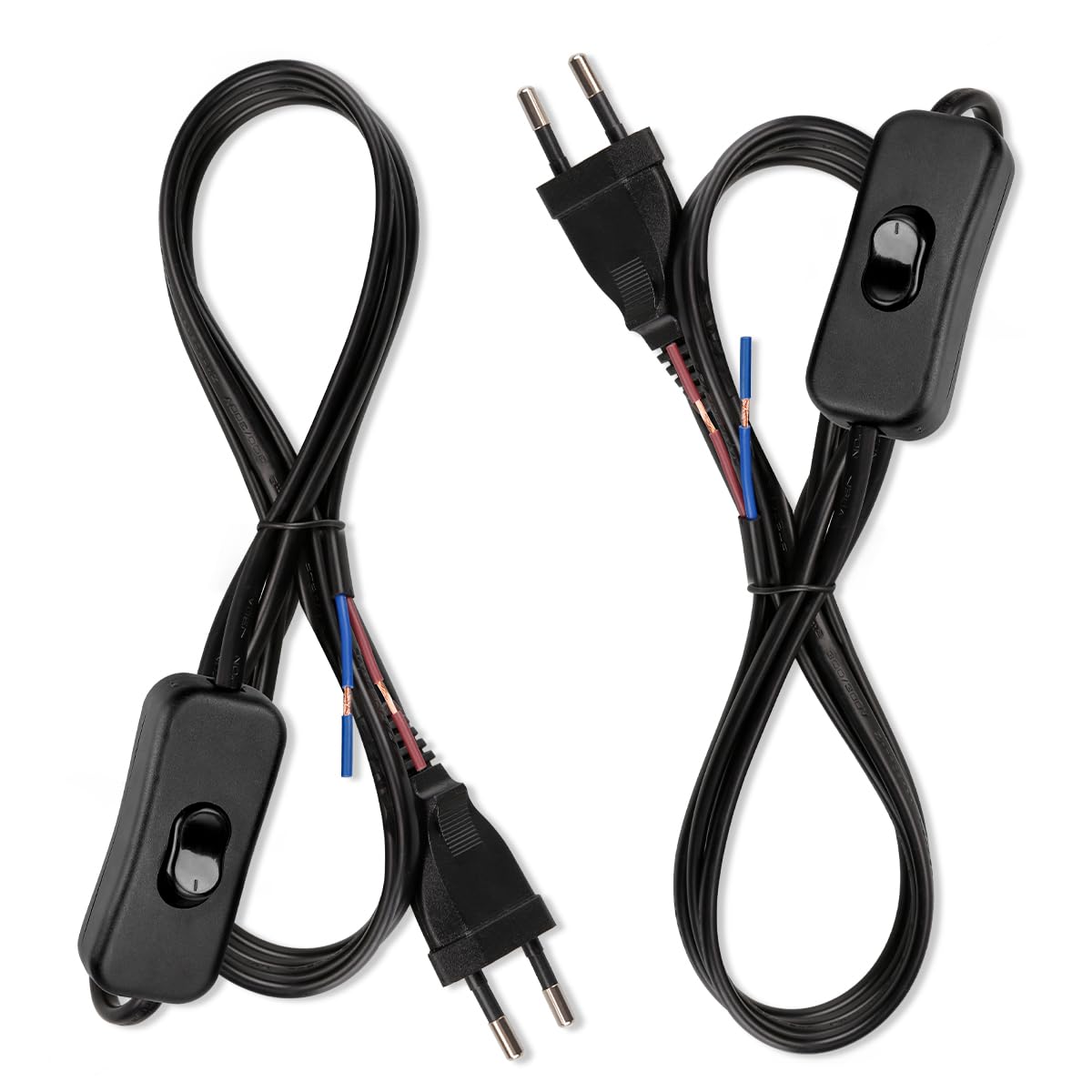 Lamp Cord with Button Switch, Black Wire Plugin, Stripped Ends Ready ...