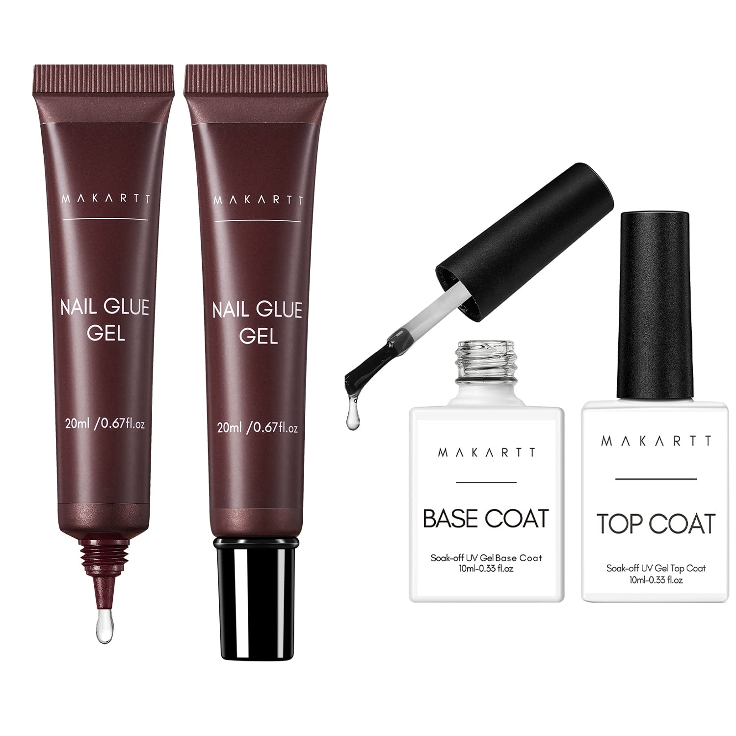 Amazon.com : Makartt 2pcs No Wipe Gel Top Coat and Base Coat Kit, Soak ...