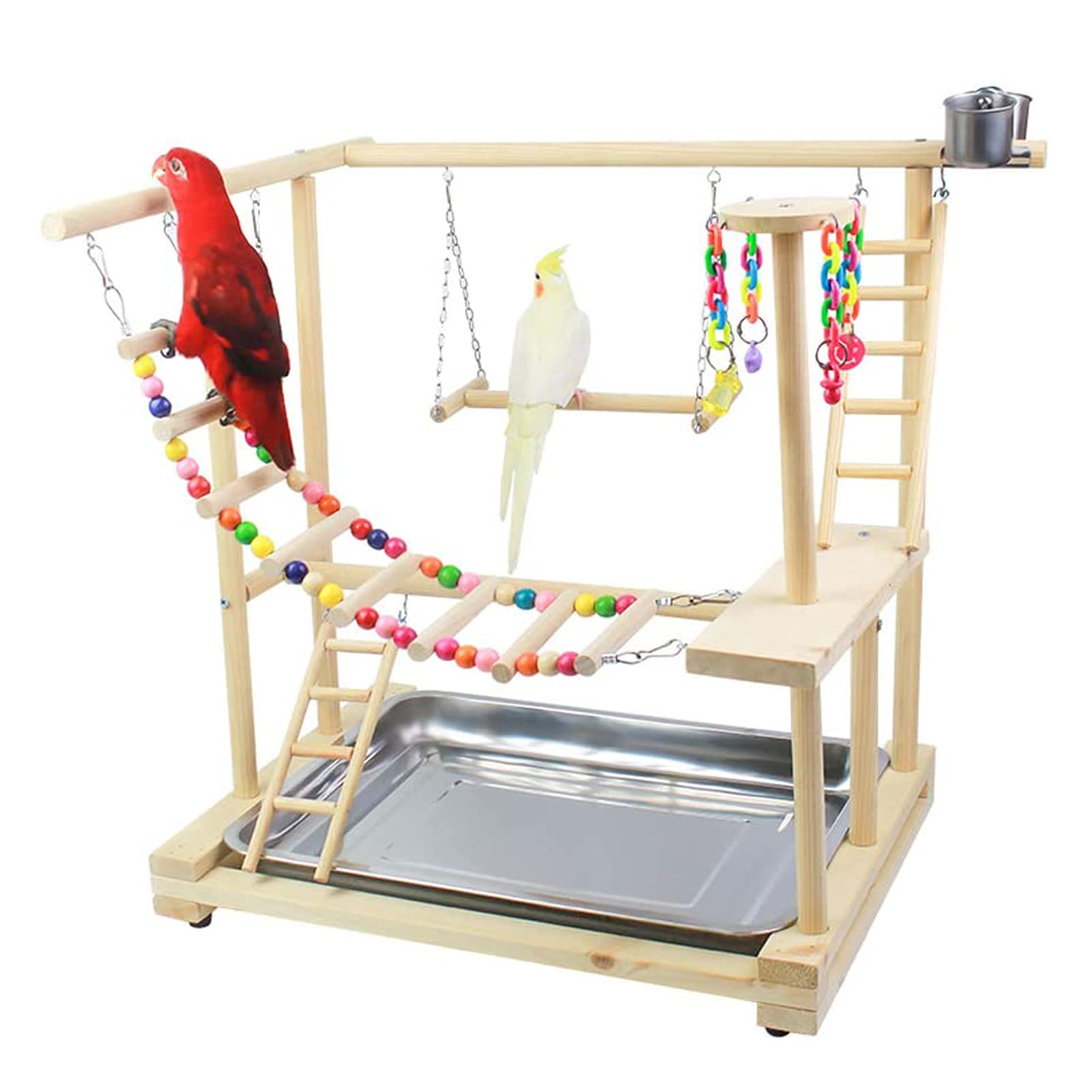 Buy Wooden Bird Play Stand Bird Playground,Natural Wood Parakeet Play ...