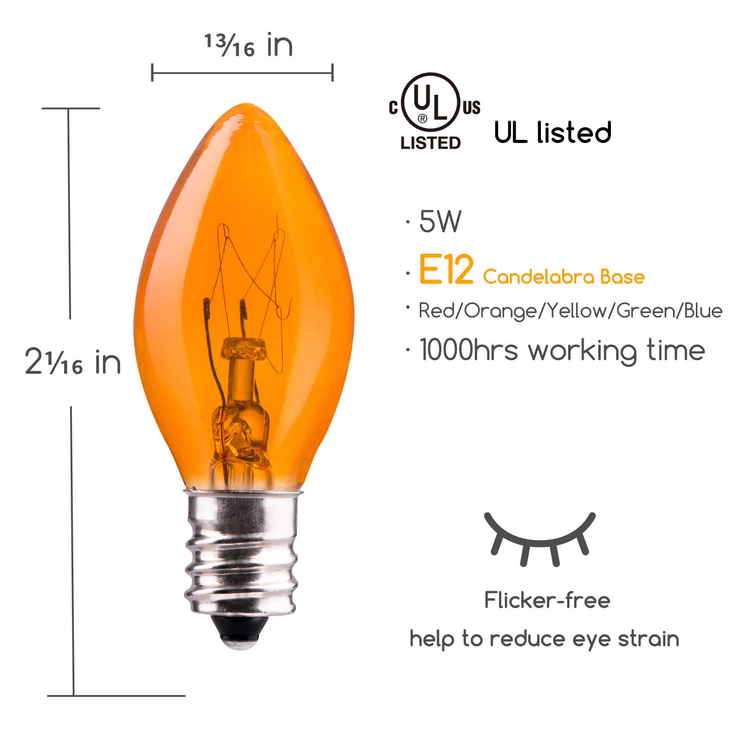 Snapklik.com : C7 Replacement Light Bulbs, 25 Pack Transparent Blubs ...
