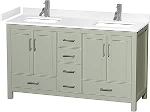 Wyndham Collection Sheffield 60 inch Double Bathroom Vanity in Light ...