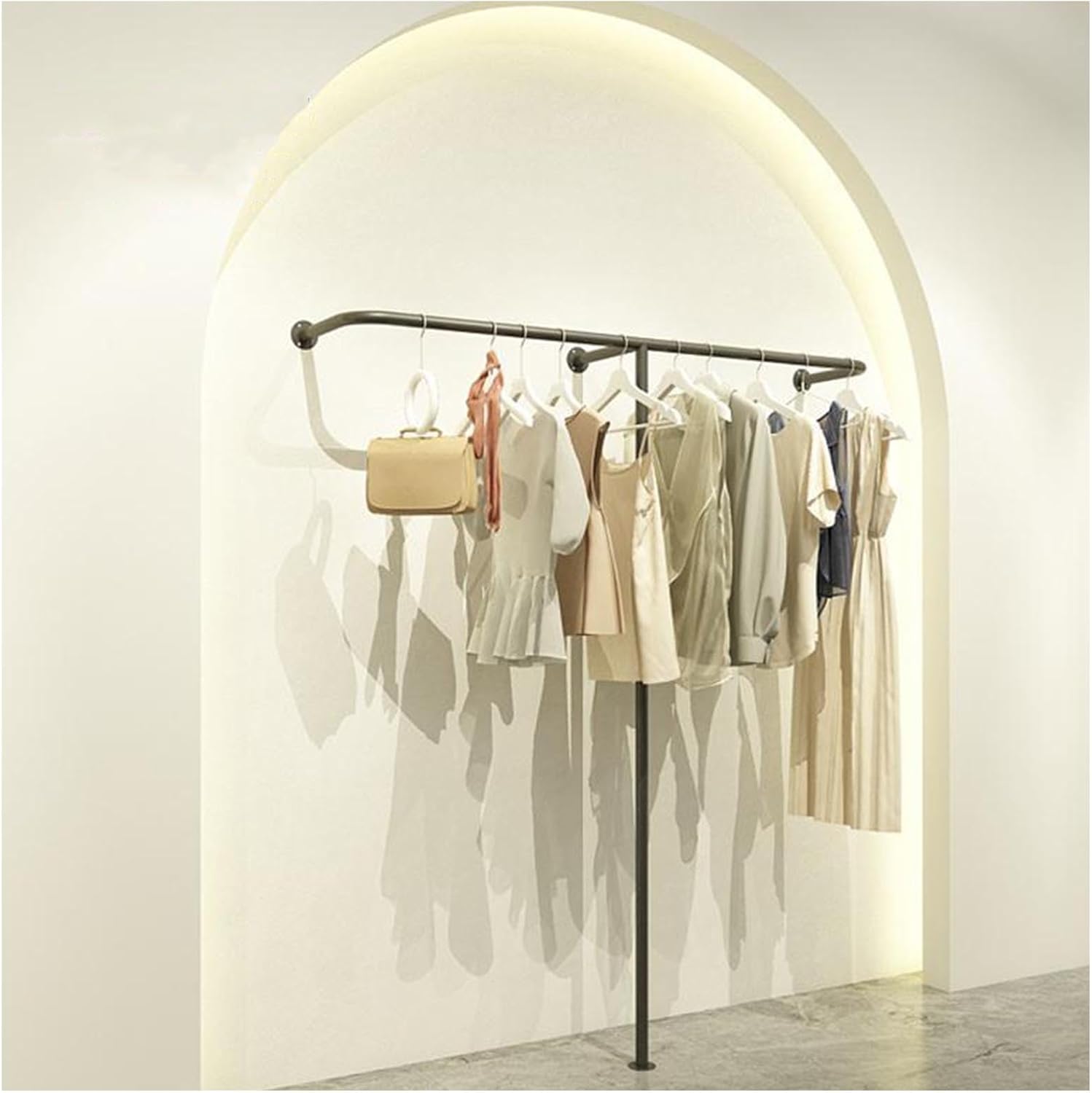 Amazon.com: Industrial Pipe Clothing Garment Rack, Wall Mounted Closet ...