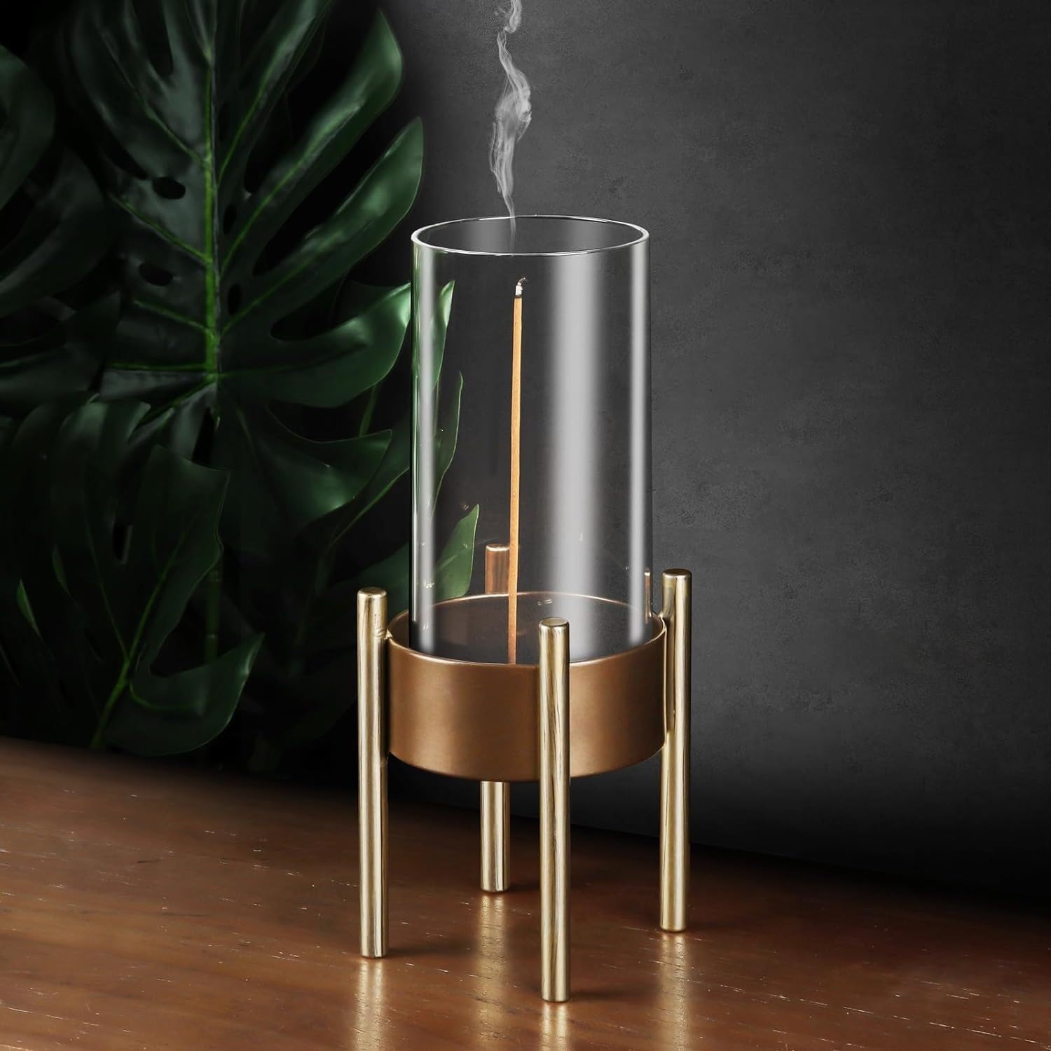 Amazon.com: Glass Incense Holder for Sticks, Brass Incense Holder with ...