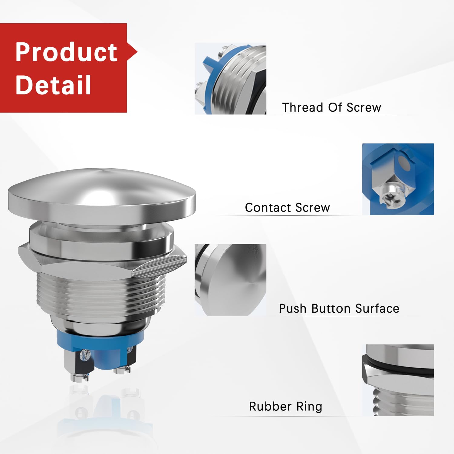 Snapklik.com : APIELE 22MM Momentary Push Button Switch Mushroom Head ...