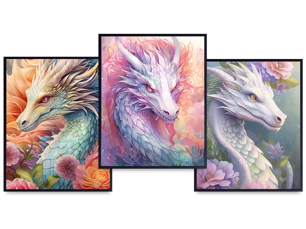 Amazon.com: Scifi Gamer Girl Mythical Creatures - Dragon Wall Art ...