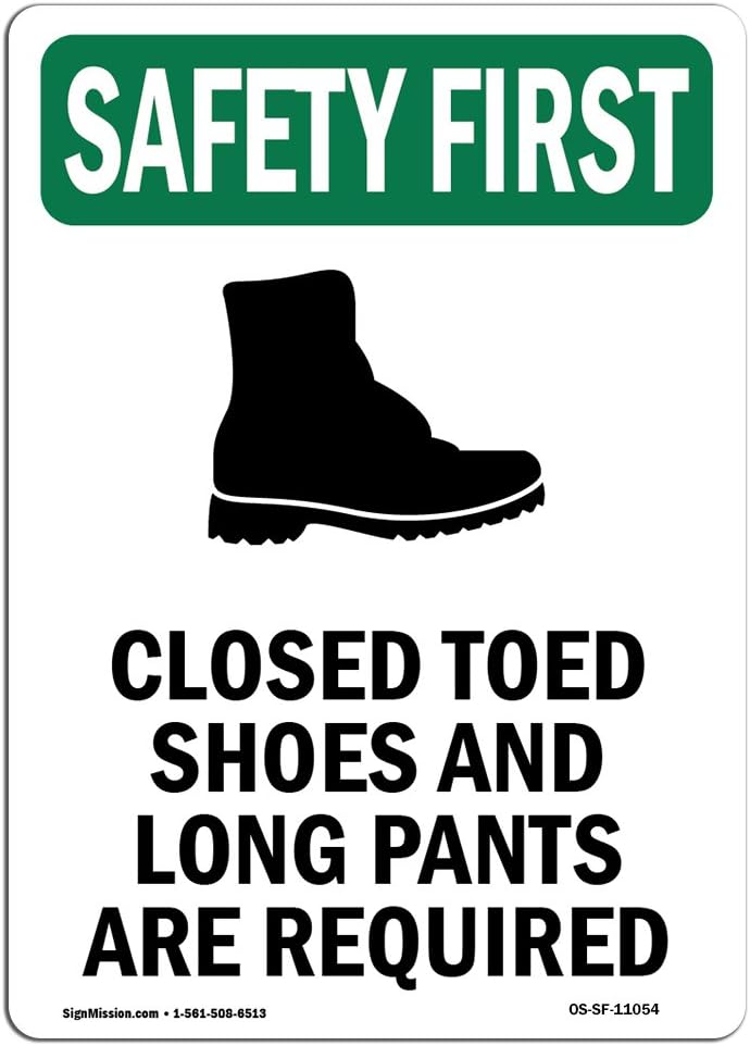 Amazon.com : OSHA Safety First Sign - Closed Toed Shoes with Symbol ...