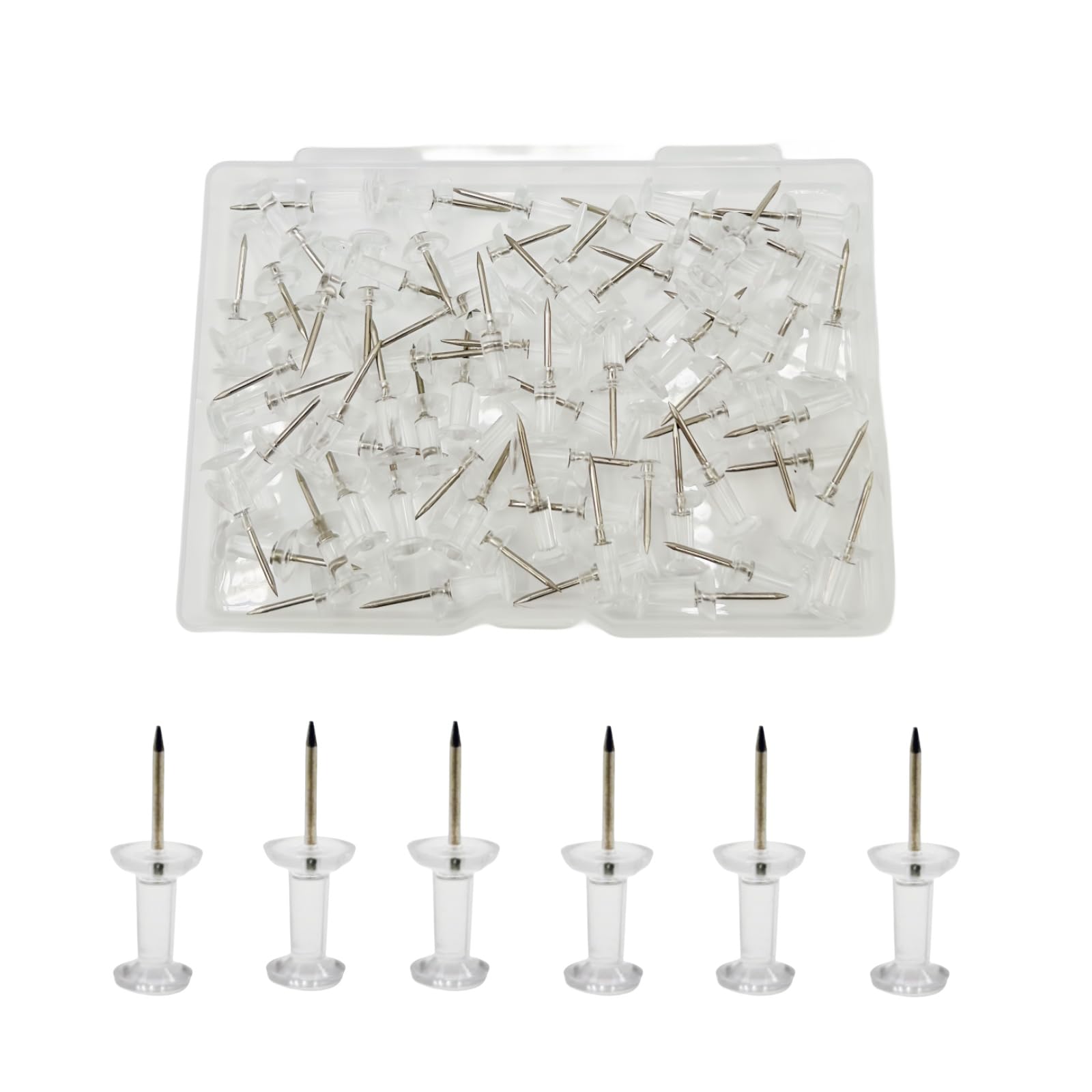 Snapklik.com : Lifetop Clear 100PCS Push Pins Tacks, Clear Plastic Head ...