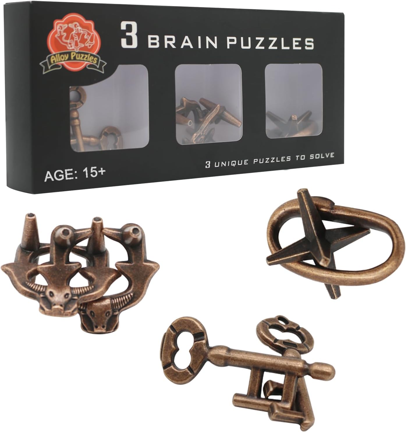 Amazon.com: Brain Teaser Puzzles, 3 in 1 Metal Disentanglement Unlock ...
