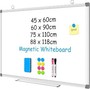 4 THOUGHT Magnetic Whiteboard 45 x 60 cm A2 White Board for Wall with 2 ...
