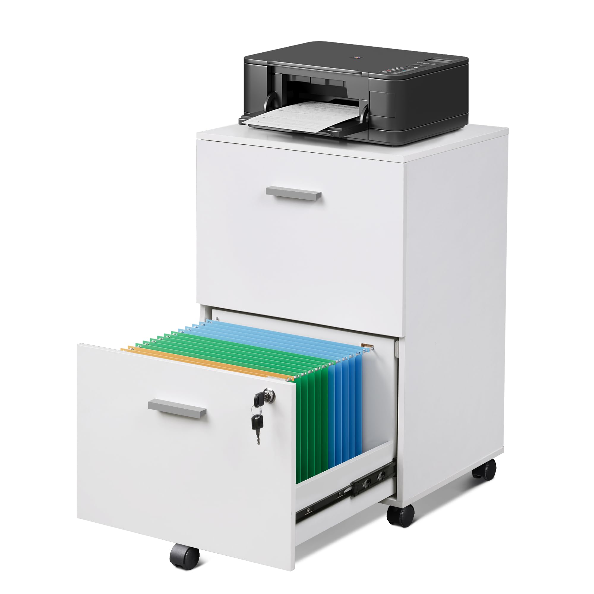 Snapklik.com : 2 Drawer File Cabinet, Mobile Printer Stand, Wood Filing ...