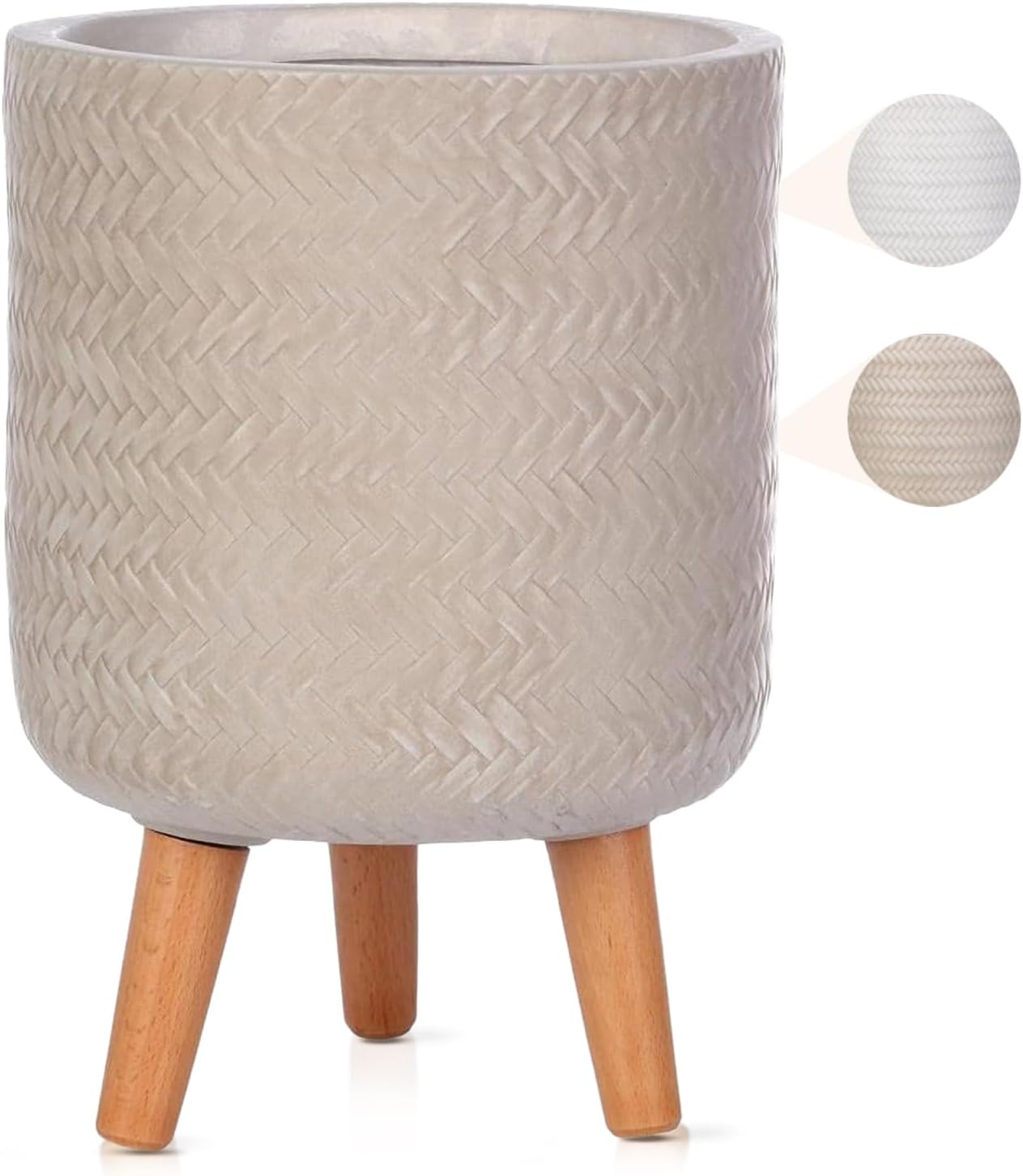 Kokonm Modern Plant Pots with Wooden Legs Holder Bedroom Living Room ...