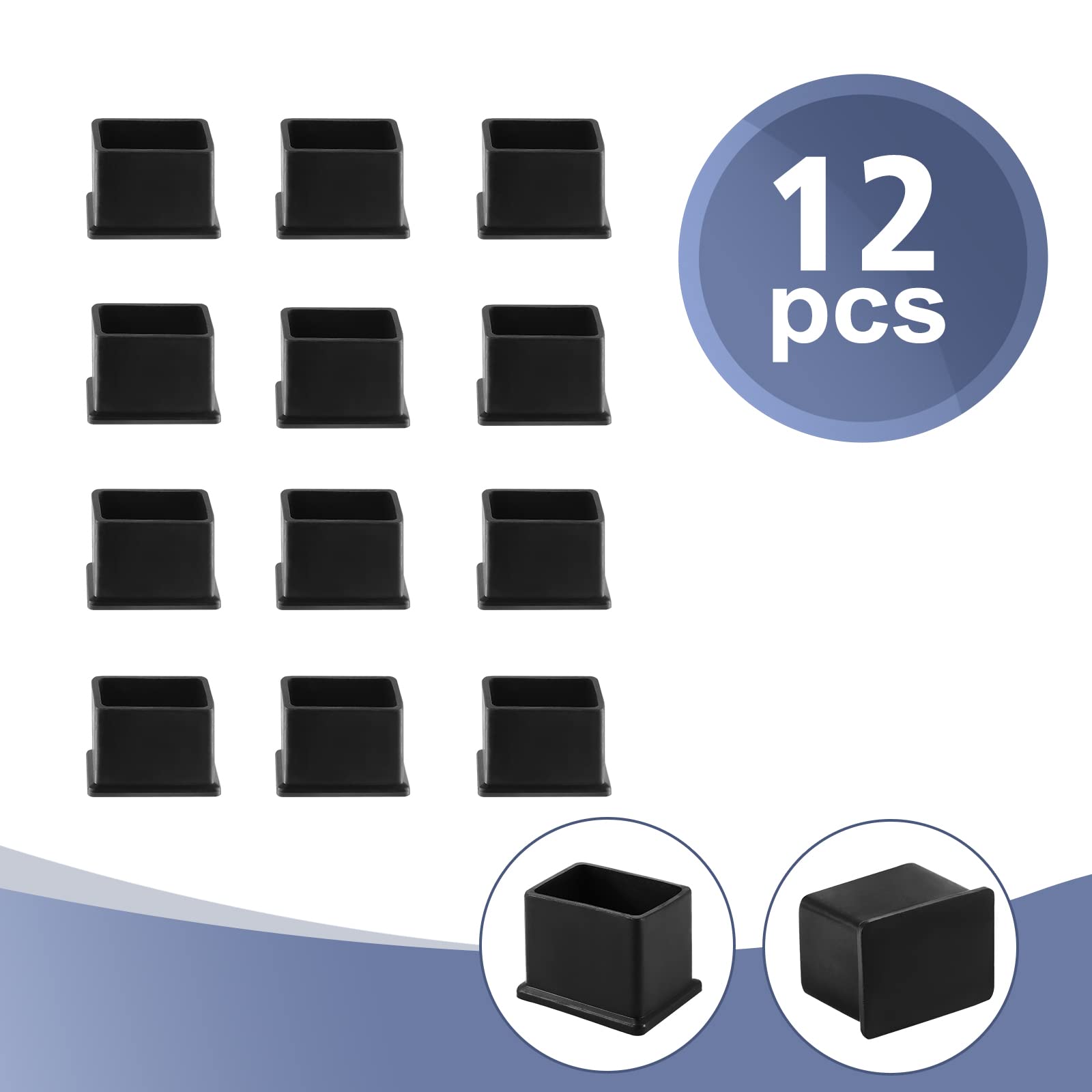 Snapklik.com : Rectangle Chair Leg Caps 38 X 25mm - 12pcs Rigid PVC ...