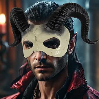 Amazon.com: USUKUSI Goat Ram Horns Devil Mask Masquerade Animal Cosplay ...