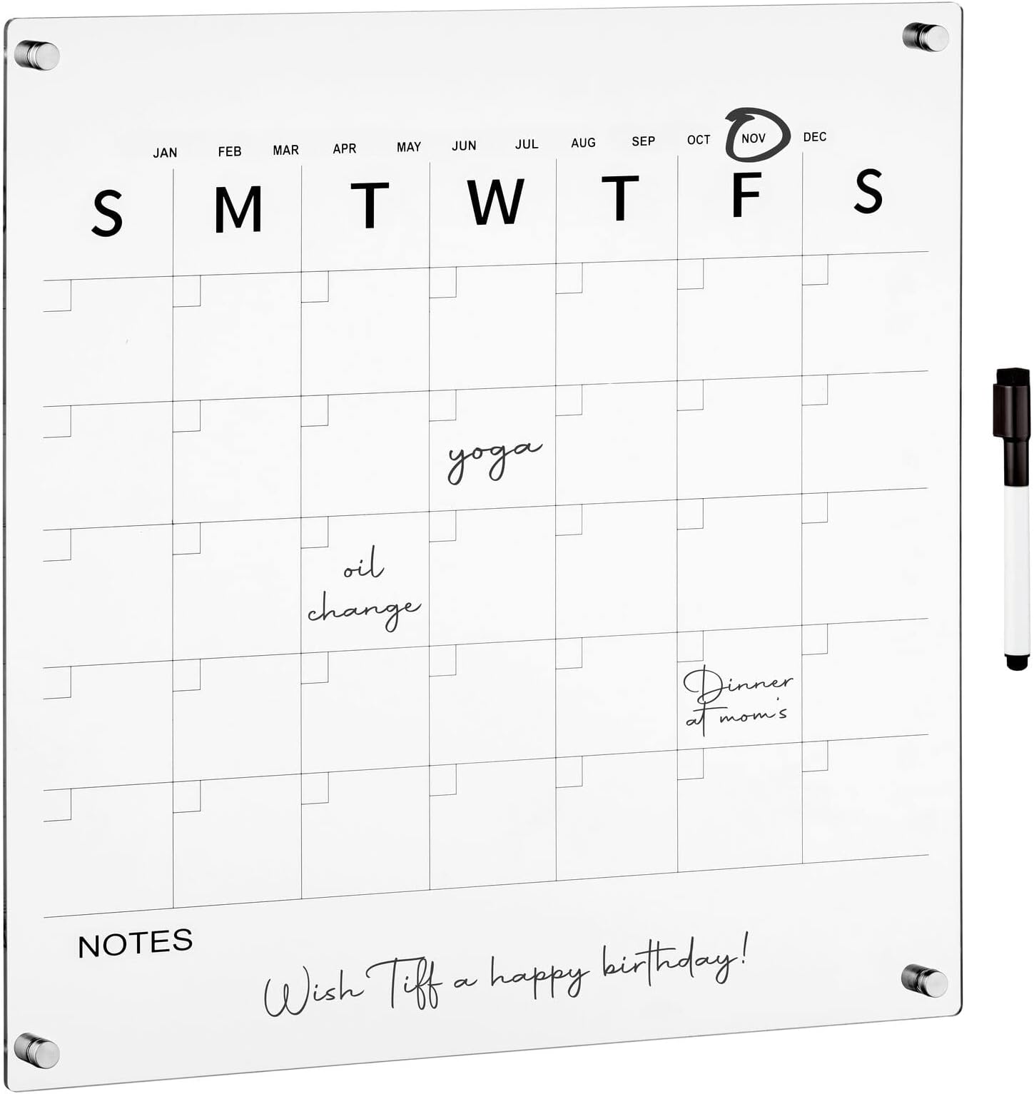 Amazon.com: mDesign Modern Acrylic Calendar for Wall with Dry Erase ...