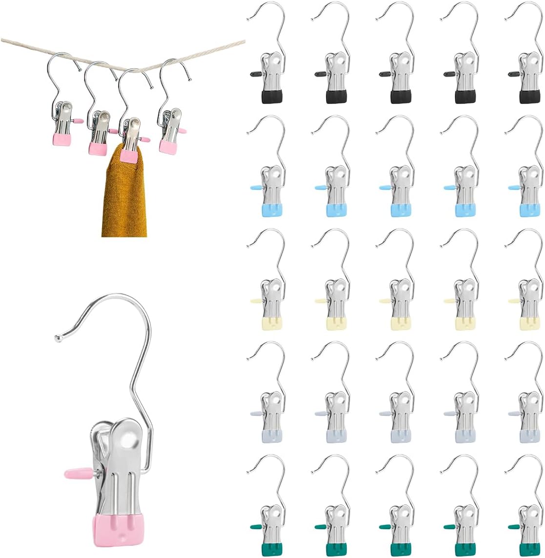 Amazon.com: 30 Pcs Laundry Hooks Boot Hanger with Clips, Stainless ...
