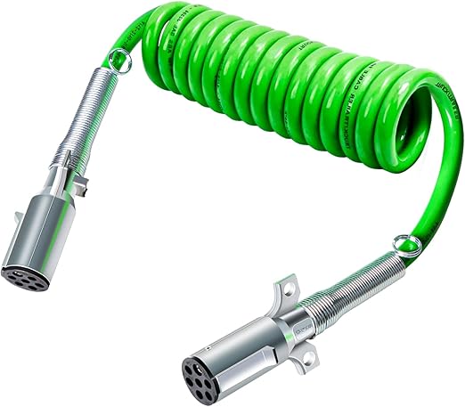 Amazon.com: 7 Way Coiled Trailer Cord 15 FT ABS Coil Cable Electrical ...