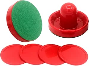 Amazon | STARTIST 1 セット ミニエアホッケープッシャーとエアホッケーパック、ゴールハンドルパドル 96mm グリーンフェルトエアホッケーパドル ファミリーゲーム用, レッド ...