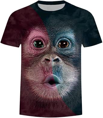 BEIBEIA Men's Funny Monkey Printed T-Shirts Plus Size, 2021 Summer Fall ...