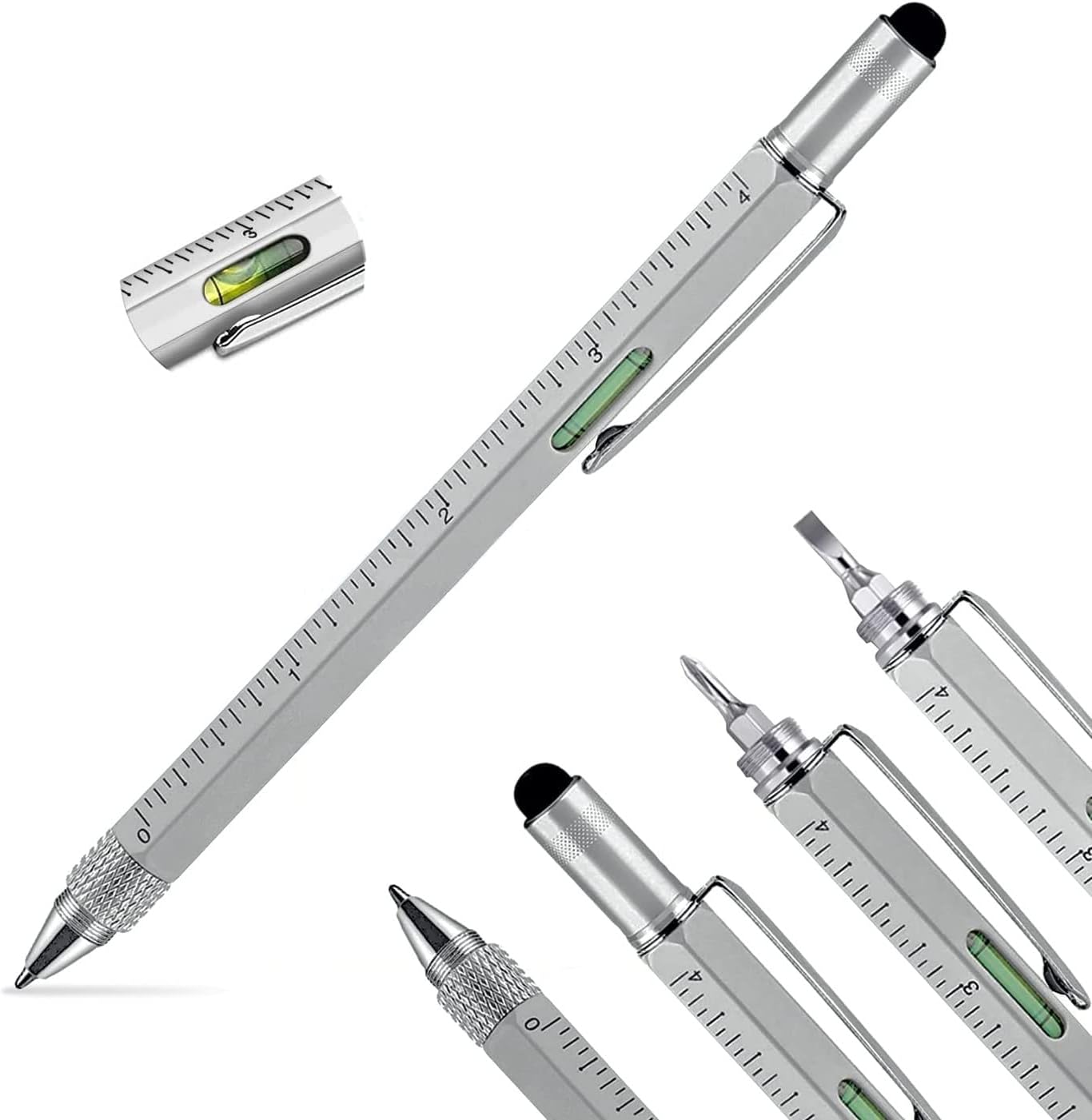 6 in 1 Multi Tool Pen Spirit Level Screwdriver Ruler DIY Gadget Men ...